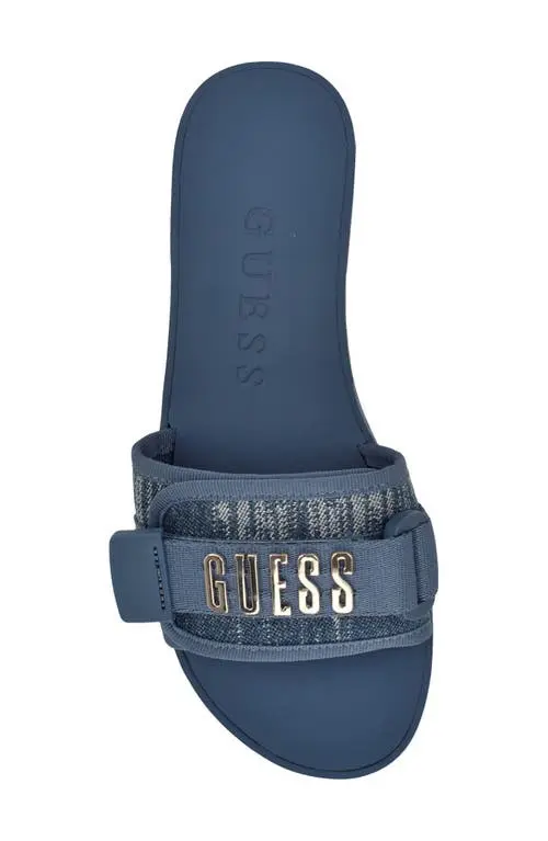 Guess Elyze Slide Sandal - Medium Blue
