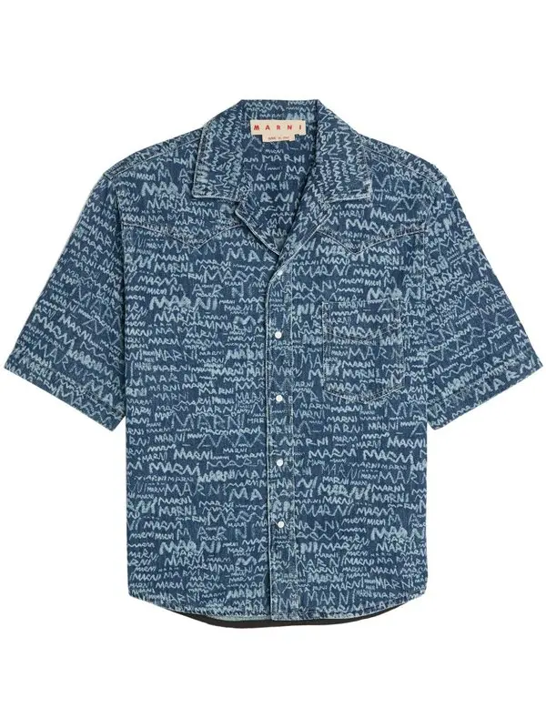 Marni Logo Western Denim Shirt - Blue