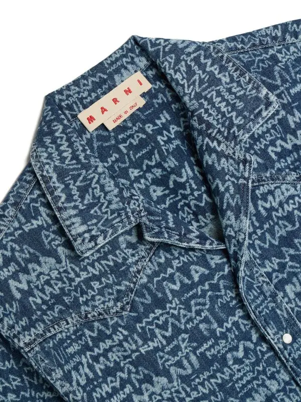 Marni Logo Western Denim Shirt - Blue