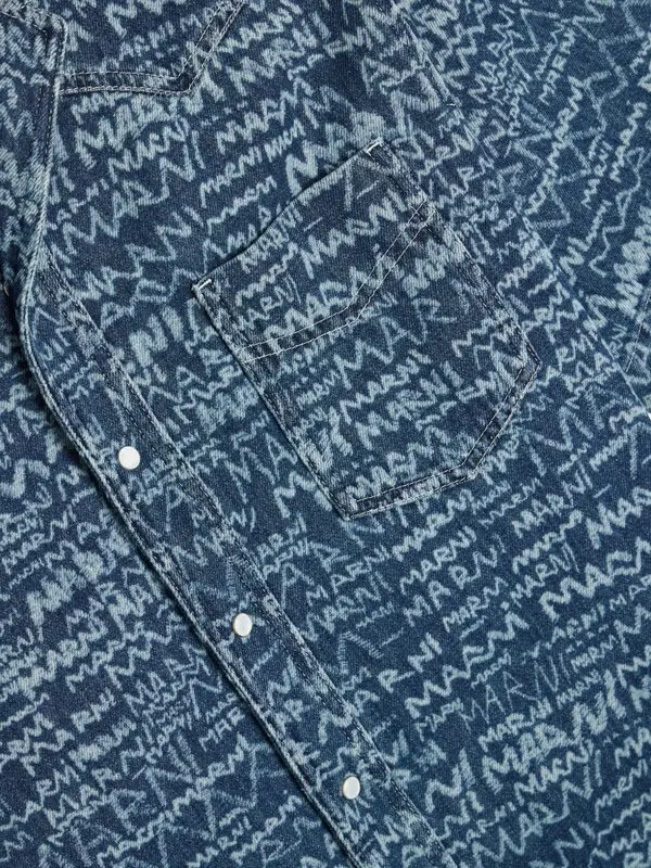 Marni Logo Western Denim Shirt - Blue