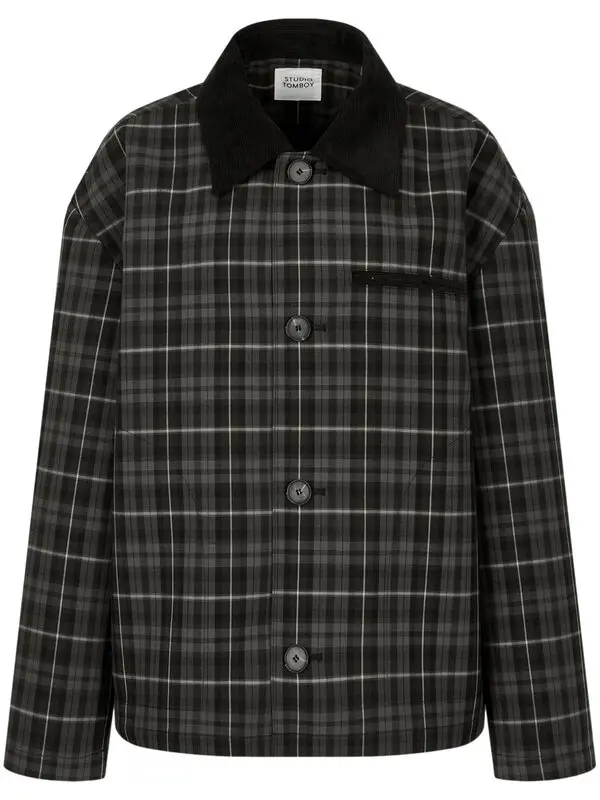 STUDIO TOMBOY Tartan Jacket With Corduroy Collar