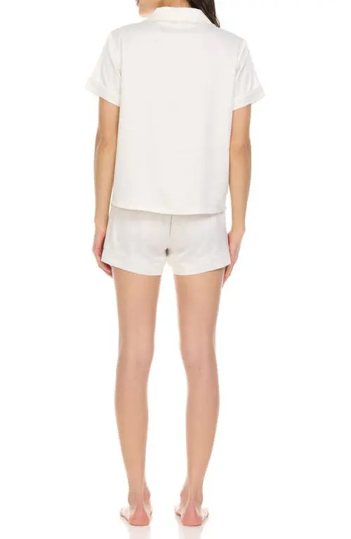 Flora Nikrooz Satin Short Pajamas With Faux Pearl Trim