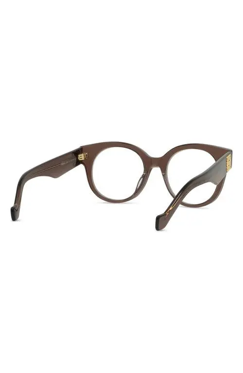 Loewe Anagram 51mm Round Eyeglasses - Dark Brown/ Other