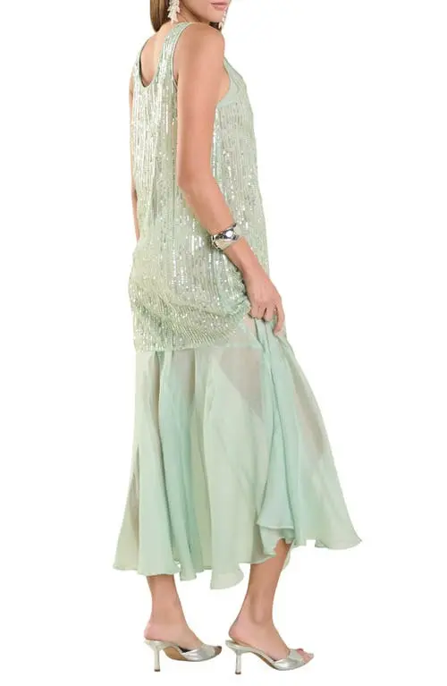 Endless Rose Sequin Chiffon Maxi Dress - Sage