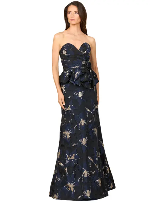 LARA NEW YORK Strapless Brocade Gown With Bolero