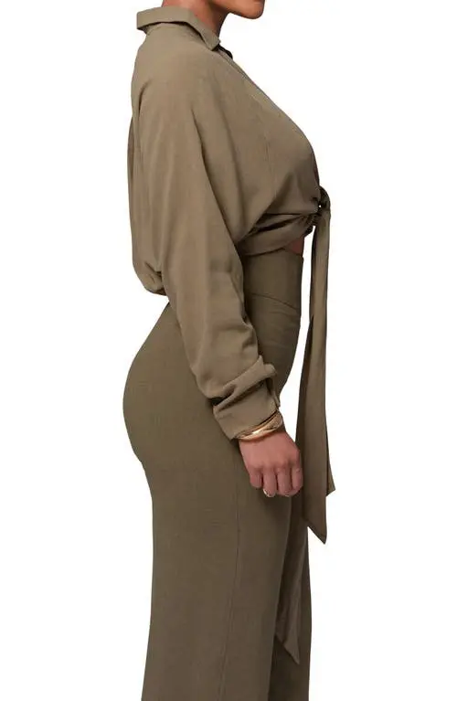 JLUXLABEL Soho Tie Front Crop Shirt