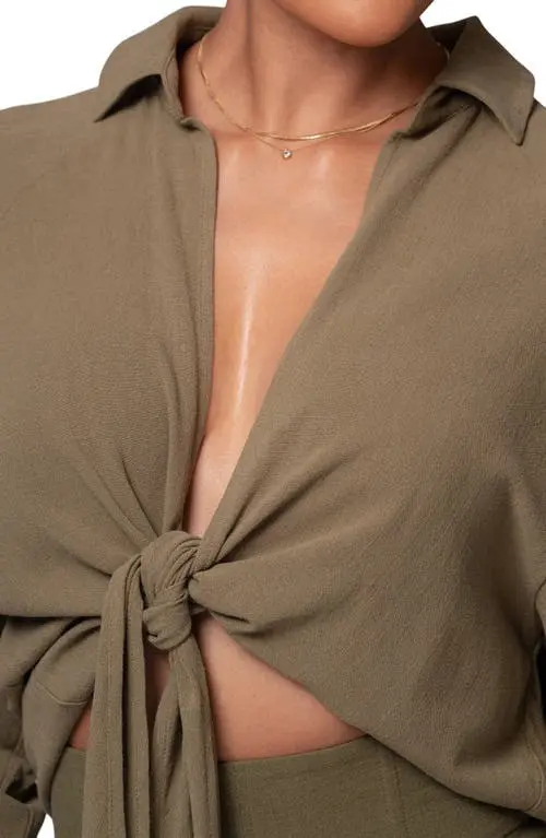 JLUXLABEL Soho Tie Front Crop Shirt