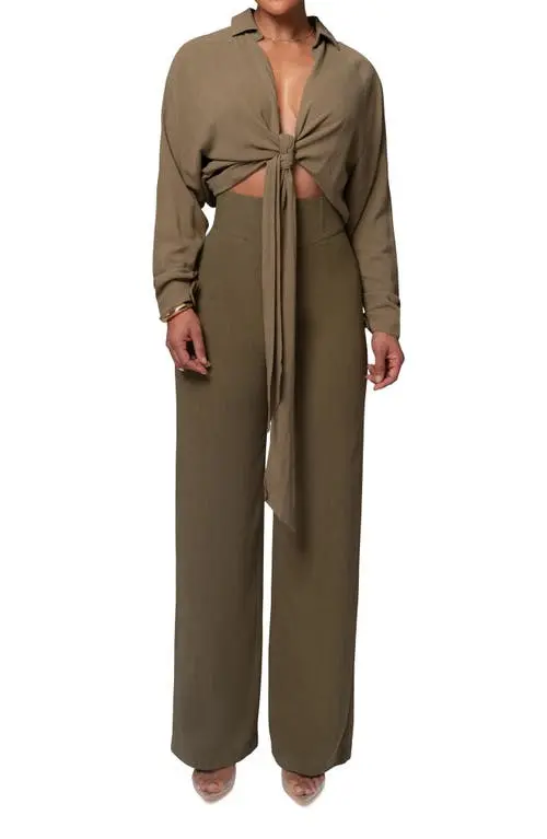 JLUXLABEL Soho Tie Front Crop Shirt