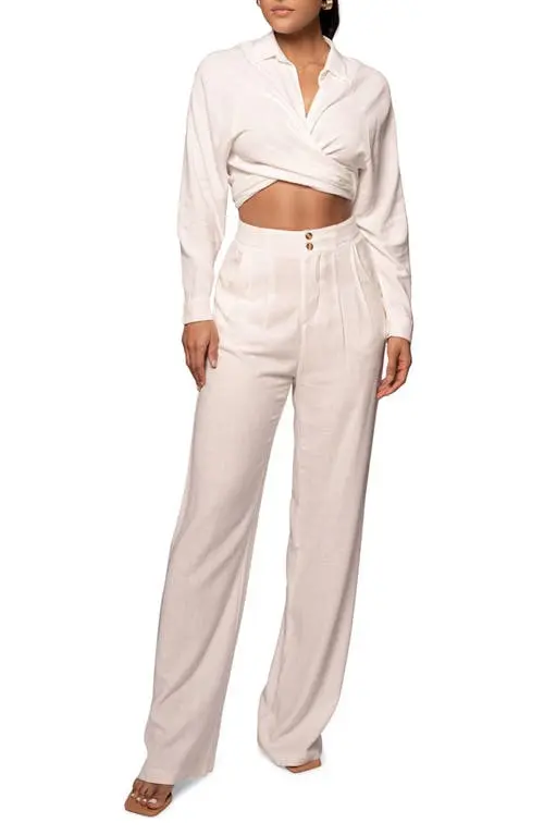 JLUXLABEL Soho Tie Front Crop Shirt - Ivory