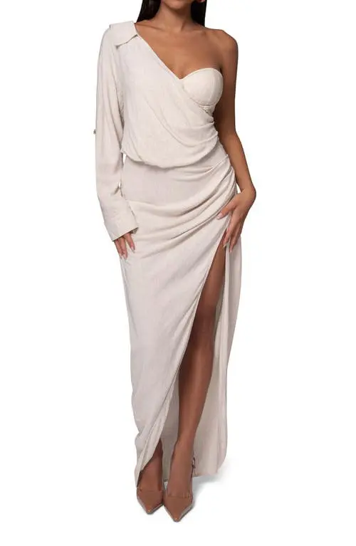 JLUXLABEL Evita Single-sleeve Maxi Dress - Beige