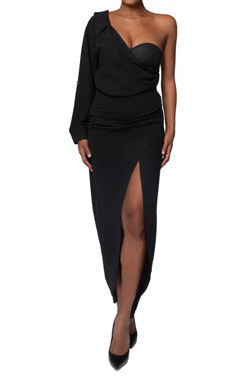 JLUXLABEL Evita Single-sleeve Maxi Dress - Black