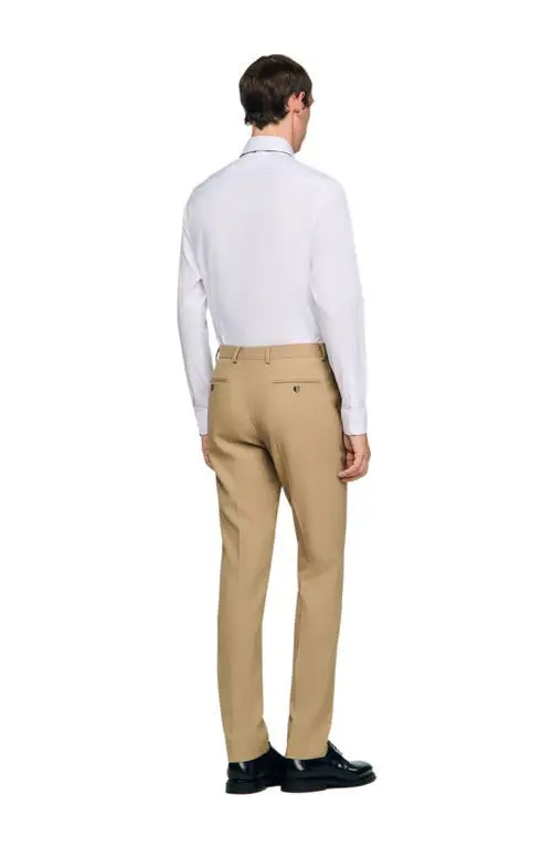 Sandro Classic Fit Wool Suit Trousers - Beige