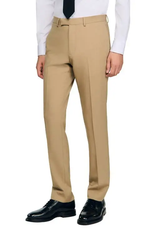 Sandro Classic Fit Wool Suit Trousers - Beige