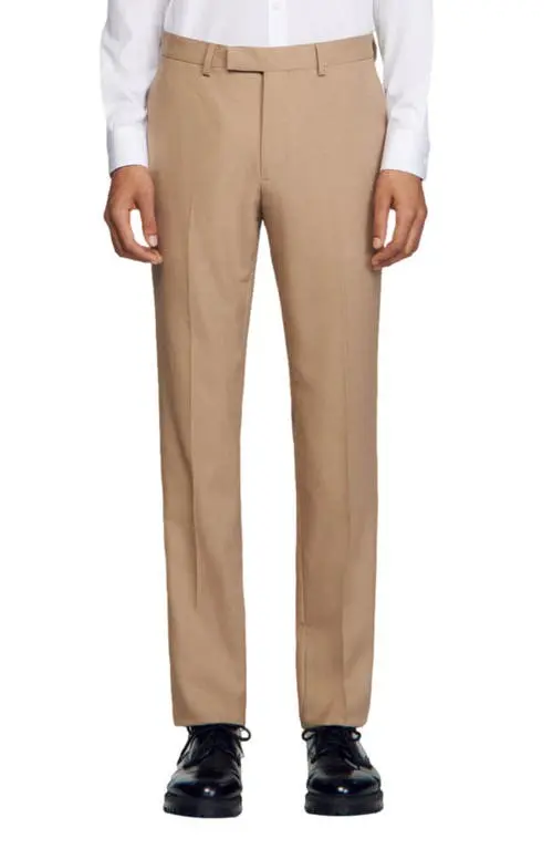 Sandro Classic Fit Wool Suit Trousers - Beige