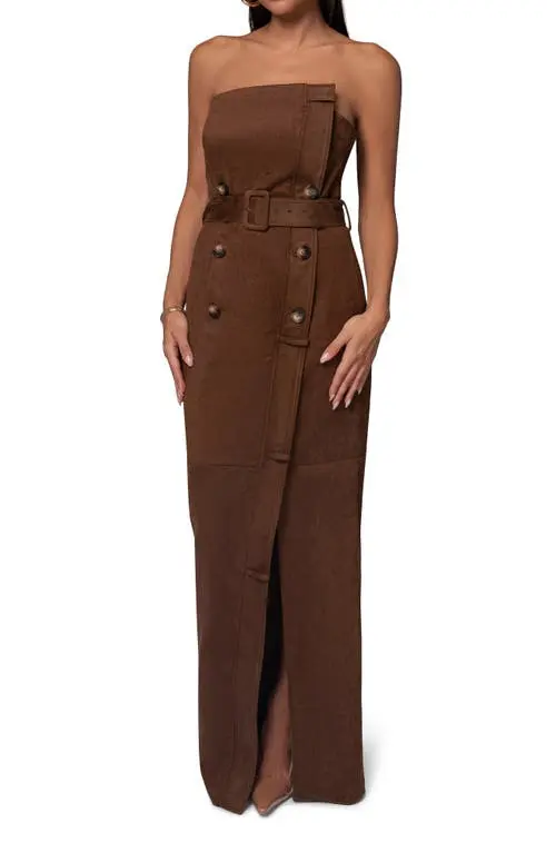 JLUXLABEL Xena Belted Faux Suede Maxi Dress