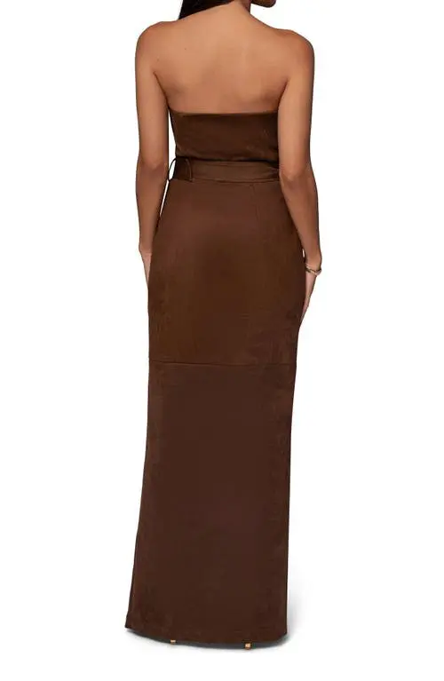 JLUXLABEL Xena Belted Faux Suede Maxi Dress