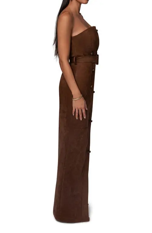 JLUXLABEL Xena Belted Faux Suede Maxi Dress