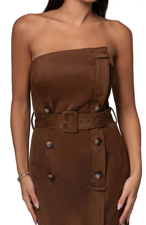 JLUXLABEL Xena Belted Faux Suede Maxi Dress