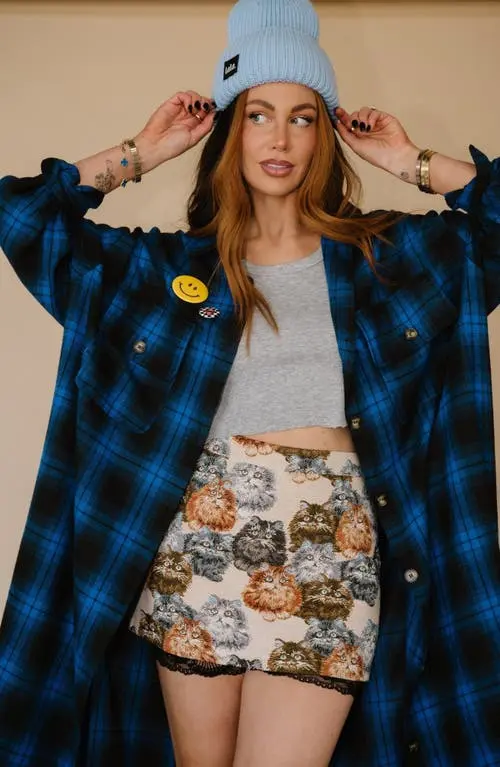 DRESSED IN LALA Grunge Chic Beanie - Periwinkle