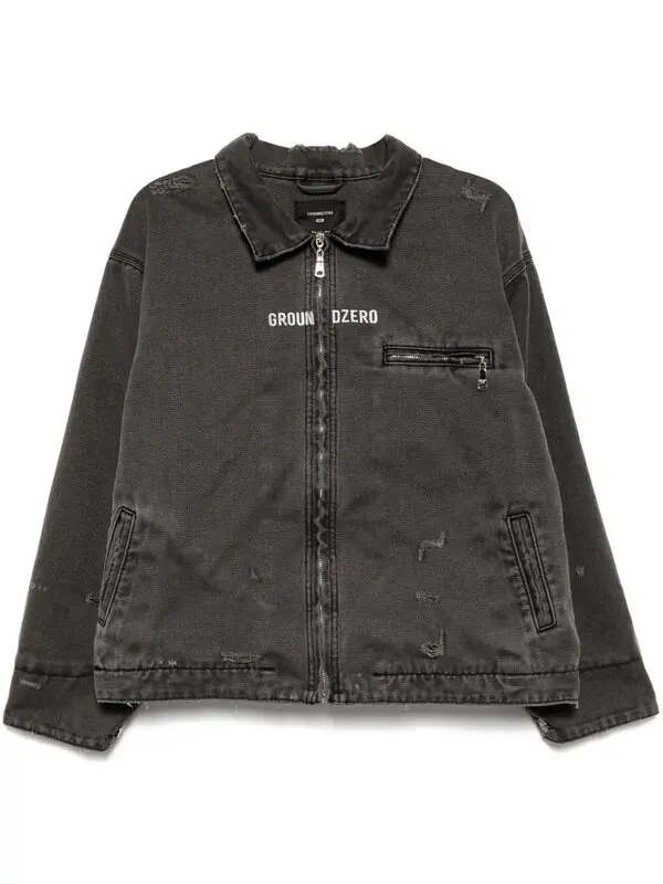 GROUND ZERO Distressed Zip-up Jacket