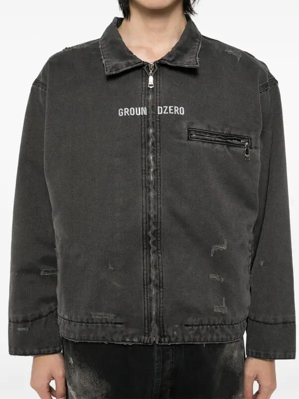 GROUND ZERO Distressed Zip-up Jacket