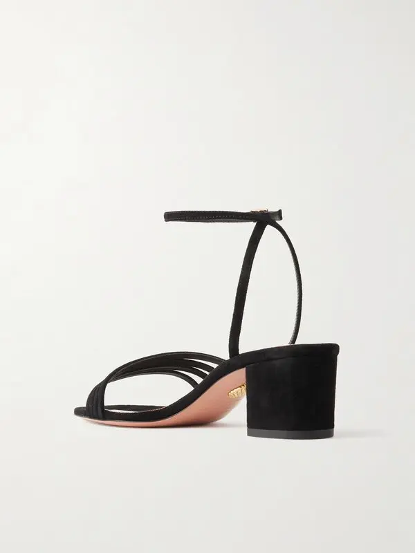 AQUAZZURA Latour 50 Suede Sandals - Black