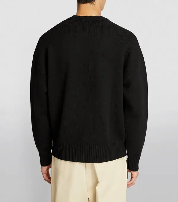 AMI Paris Virgin Wool De Coeur Sweater - Black