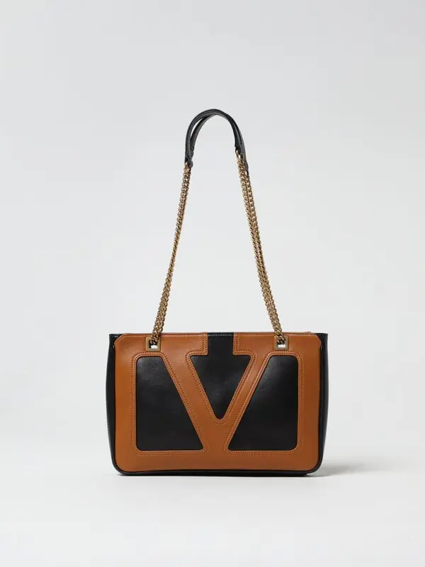 Valentino Garavani Viva Superstar Leather Shoulder Bag With Vlogo - Dark
