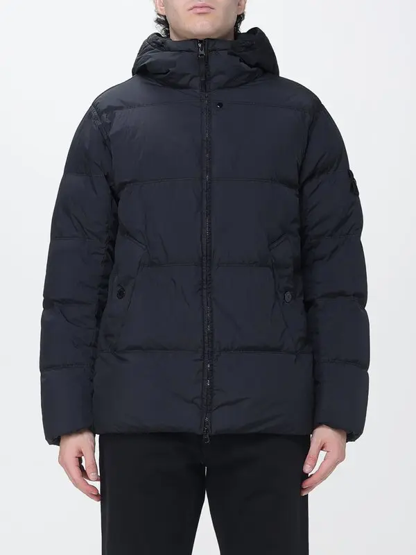 Stone Island Padded Hooded Nylon Jacket With Compass Logo