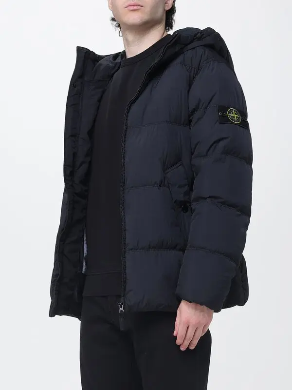Stone Island Padded Hooded Nylon Jacket With Compass Logo