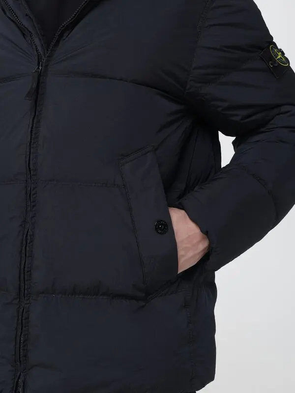 Stone Island Padded Hooded Nylon Jacket With Compass Logo