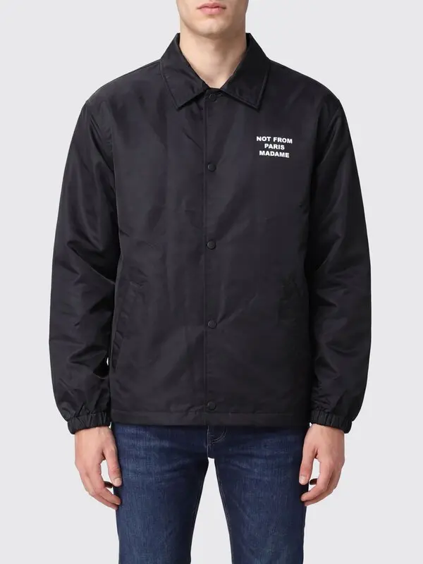 Drole De Monsieur Nylon Shirt Jacket With Slogan Logo - Black