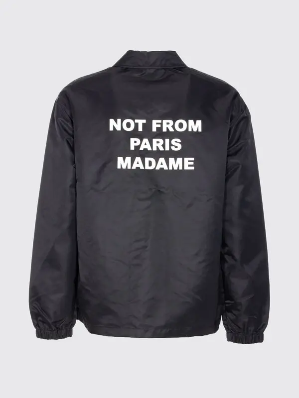 Drole De Monsieur Nylon Shirt Jacket With Slogan Logo - Black