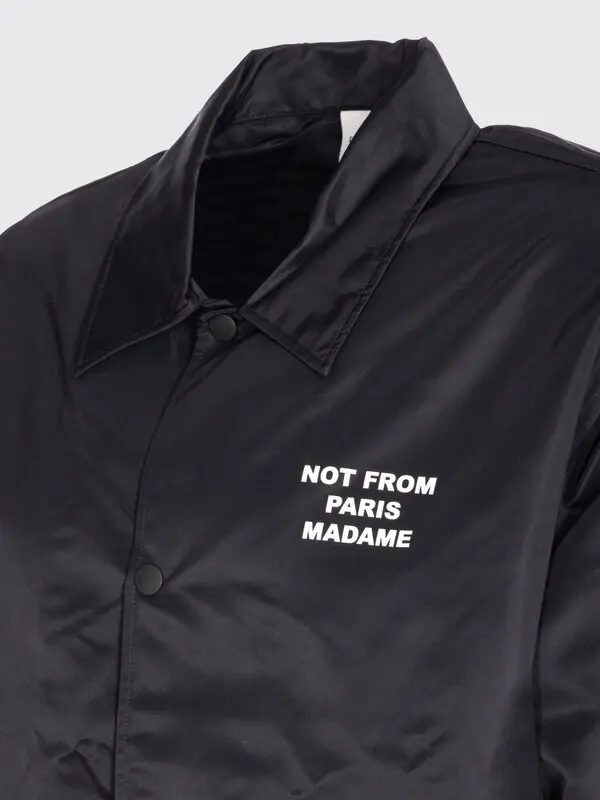 Drole De Monsieur Nylon Shirt Jacket With Slogan Logo - Black