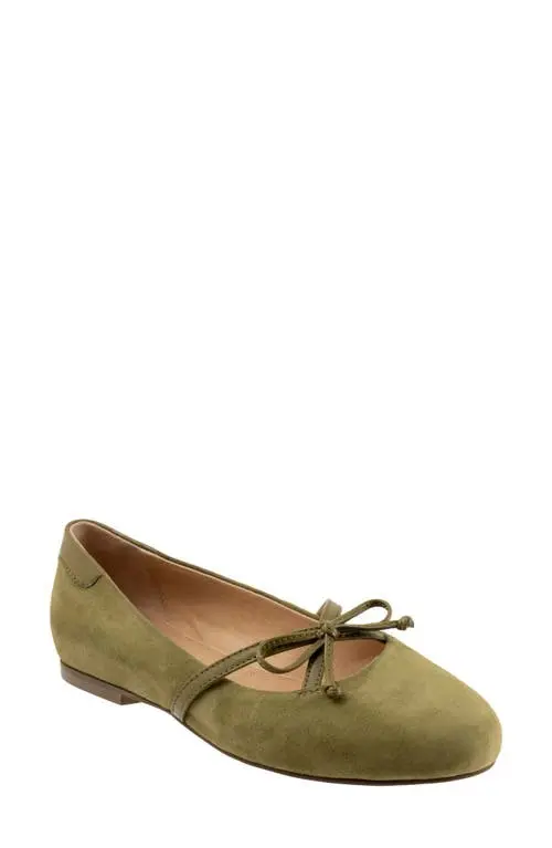 Trotters Carissa Ballet Flat - Olive Suede