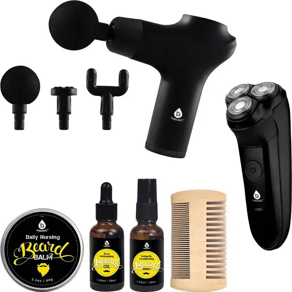 PURSONIC The Ultimate Grooming & Relaxation Bundle Beard Care, Electric Shaver - Black
