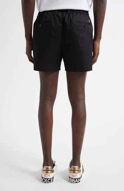 Dolce & Gabbana Pleated Stretch Cotton Bermuda Shorts - Black