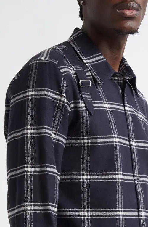 Alexander Mcqueen Harness Plaid Cotton Flannel Button-Up Shirt In