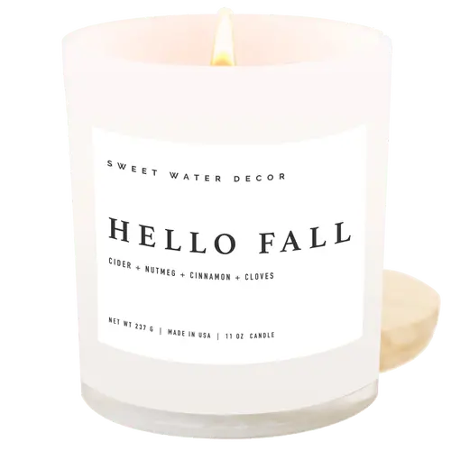SWEET WATER DECOR 11oz White Jar Candlespice Scents - Hello Fall