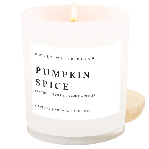 SWEET WATER DECOR 11oz White Jar Candlespice Scents - Pumpkin Spice