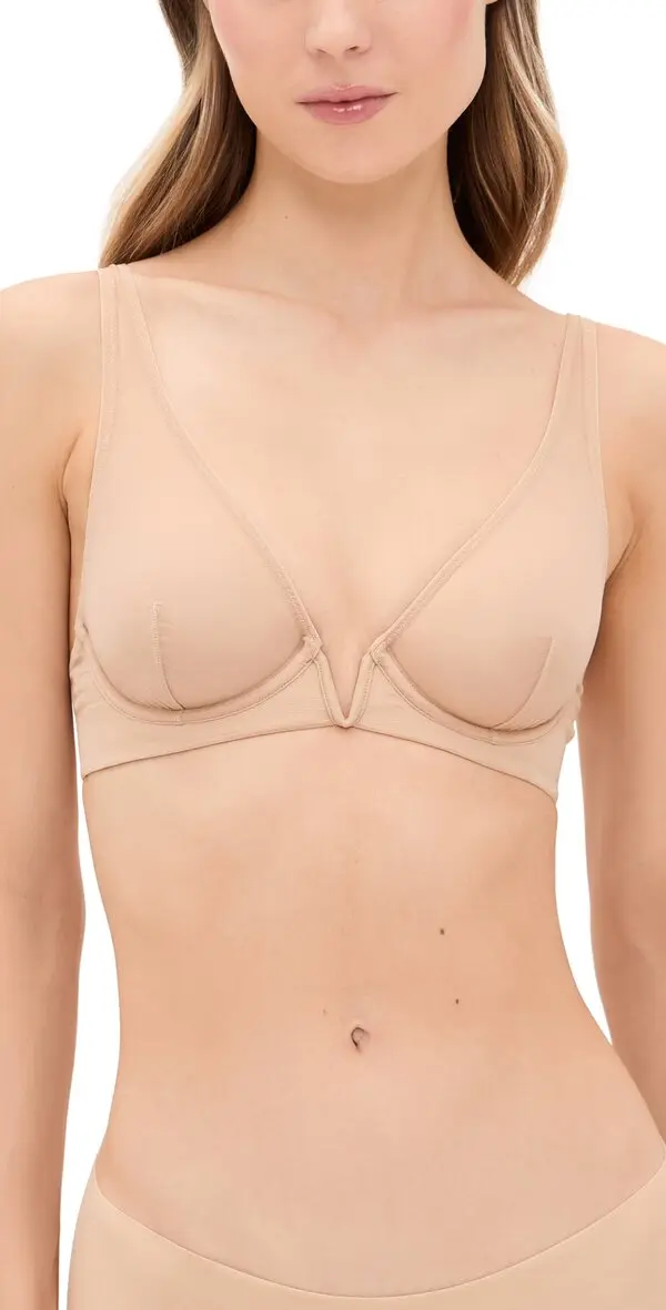 Commando Chich Mesh Plunge Underwire Bra - Beige