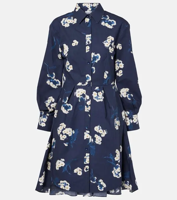Erdem Elena Garden Shirt Dress - Blue