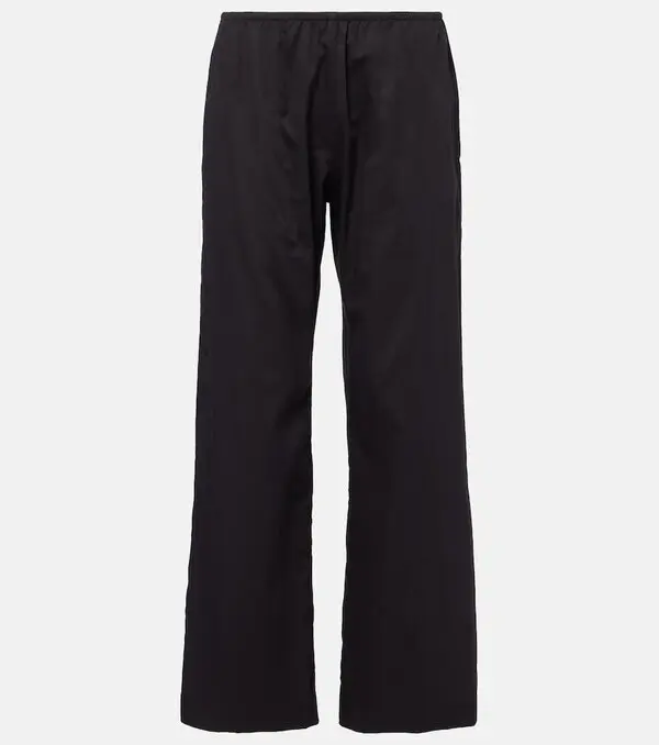 LESET Yoko Wide-leg Cotton Trousers - Black