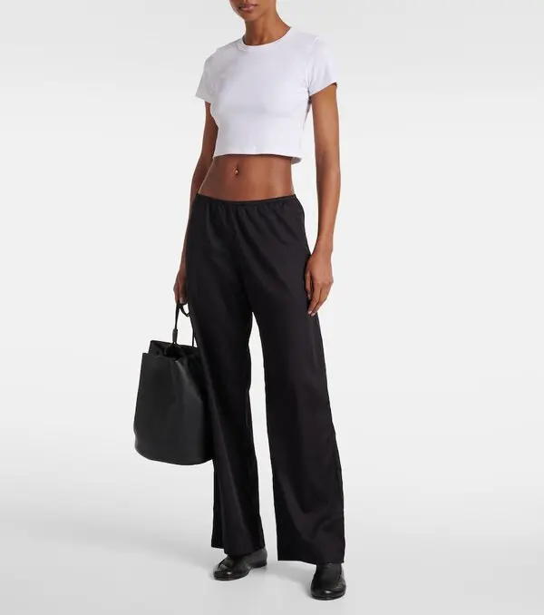 LESET Yoko Wide-leg Cotton Trousers - Black