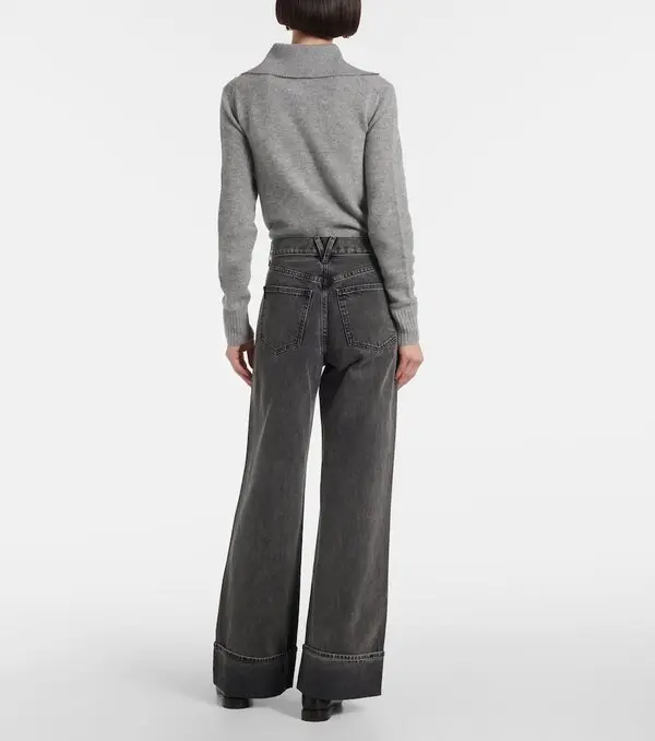 Veronica Beard Taylor High-rise Wide-leg Jeans - Black
