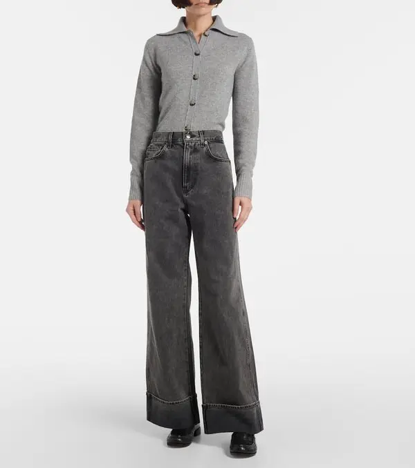 Veronica Beard Taylor High-rise Wide-leg Jeans - Black