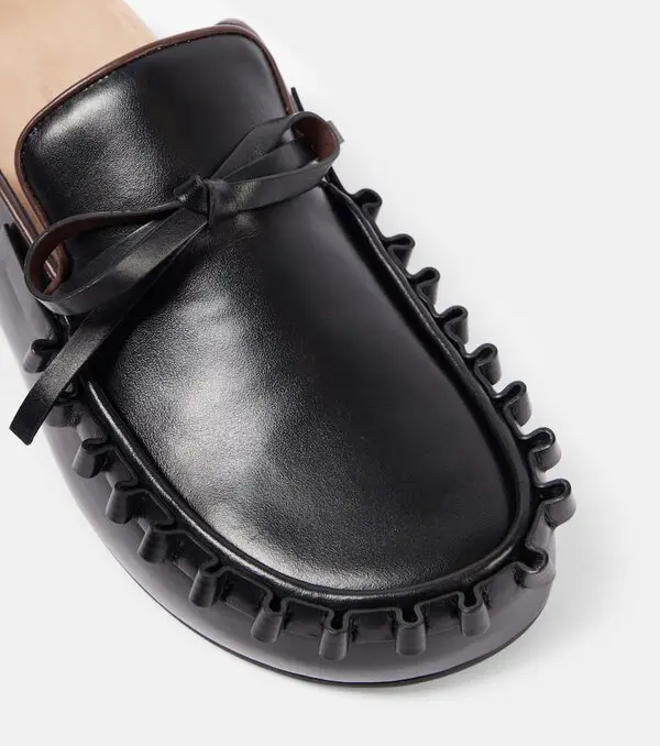 JW Anderson Ruffled Leather Mules - Black