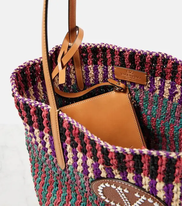 Valentino Garavani Vlogo Signature Large Straw Tote Bag - Multicoloured