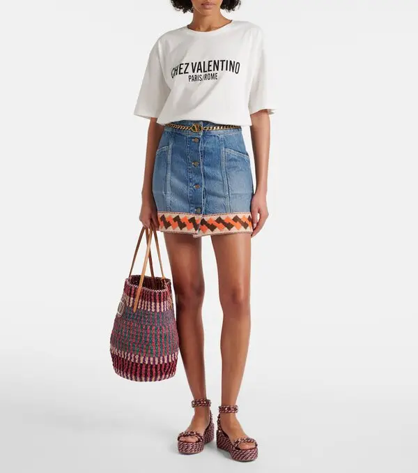 Valentino Garavani Vlogo Signature Large Straw Tote Bag - Multicoloured