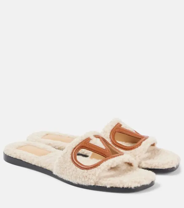 Valentino Garavani Vlogo Cutout Slides - Beige